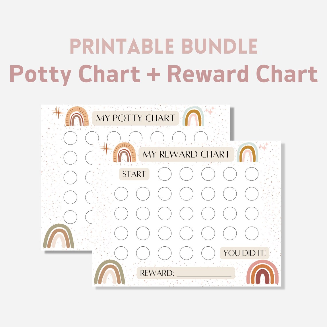 Boho Rainbow Reward Chart, Boho Rainbow Potty Chart, Printable Sticker ...