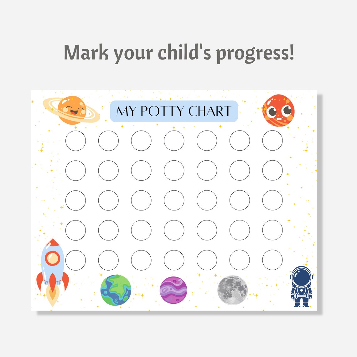 Space Potty Chart, Astronaut Potty Training Chart, Sticker Potty Chart ...