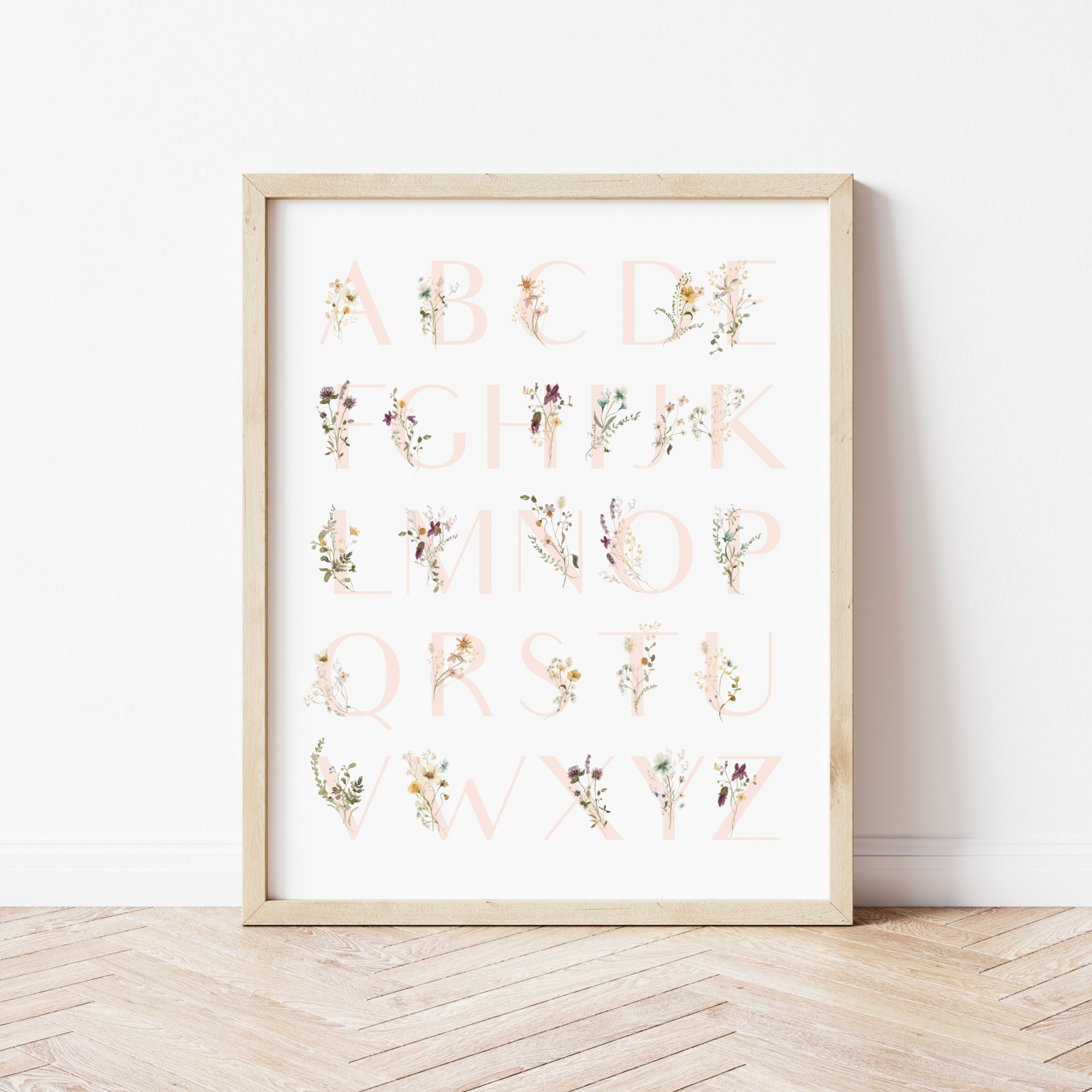 Floral Alphabet Poster, Wildflower Alphabet Poster, Printable Floral ...