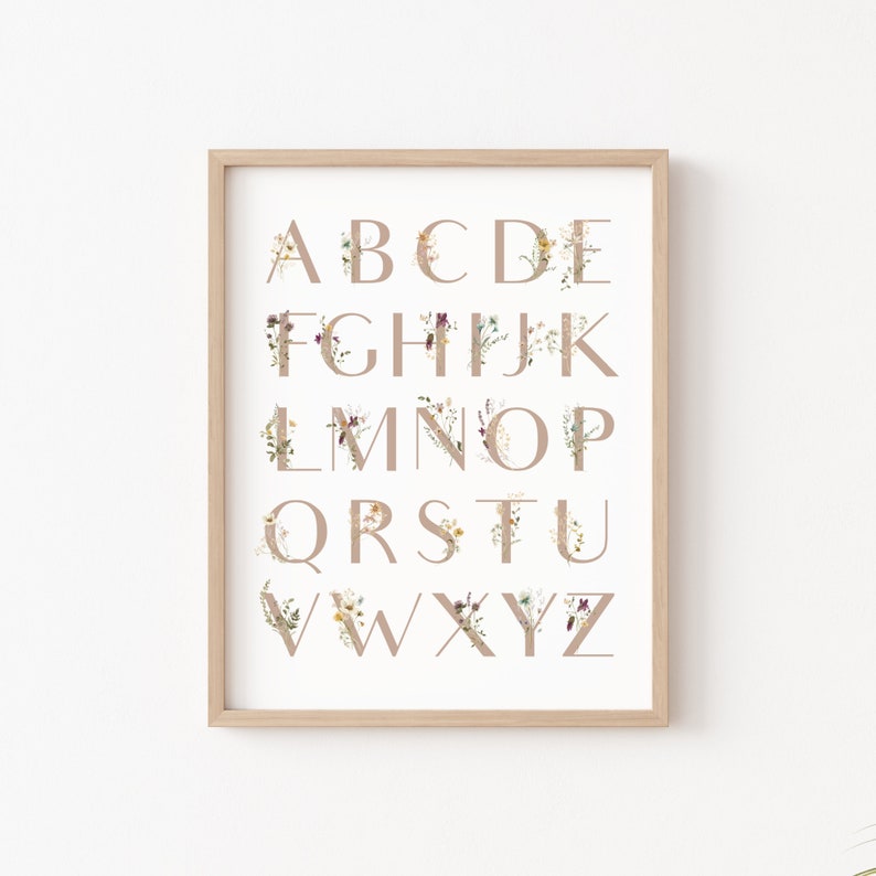 Wildflower Alphabet Poster, Floral Alphabet Print, Printable ...