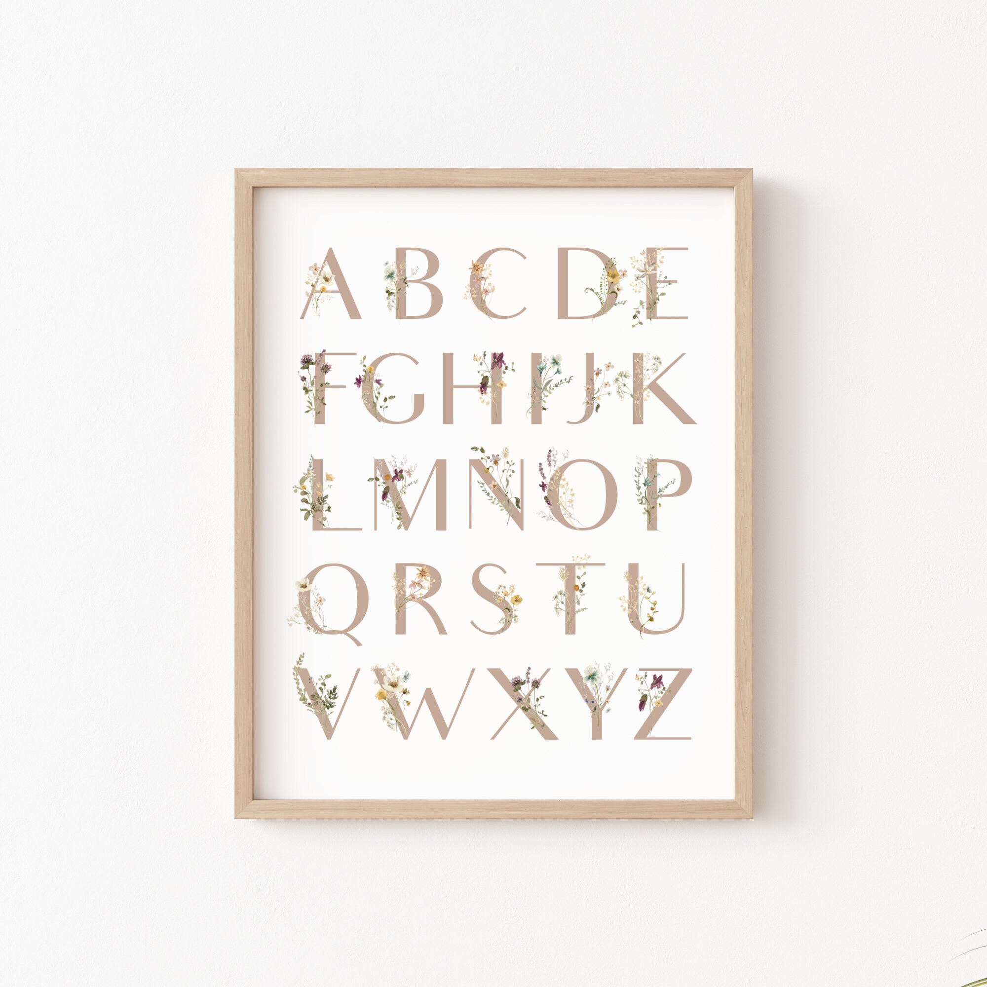 Wildflower Alphabet Poster, Floral Alphabet Print, Printable ...