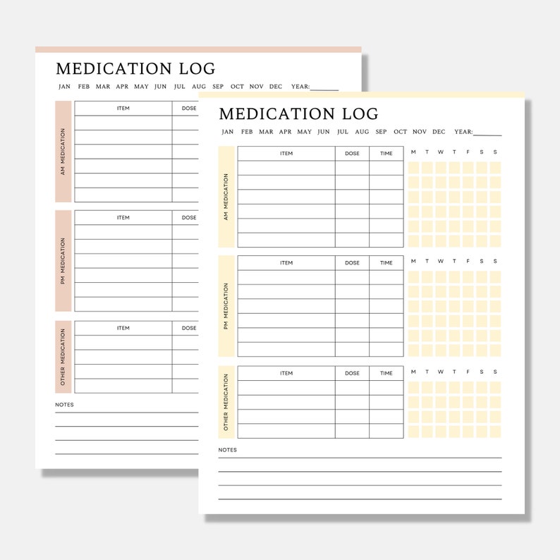 Printable Medication Log, Medicine Tracker List, Daily Medication ...