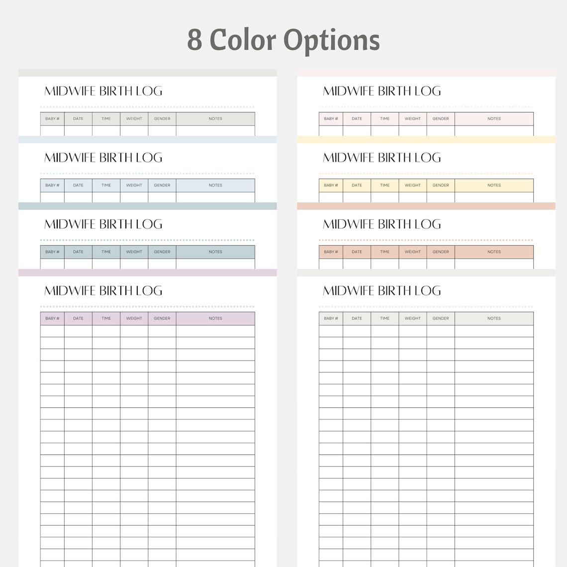 Printable Midwife Birth Log, Student Midwife Delivery Log, Midwife ...