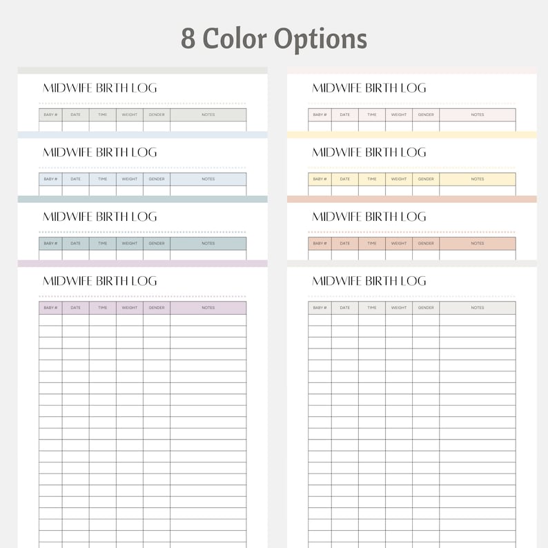 Printable Midwife Birth Log, Student Midwife Delivery Log, Midwife ...