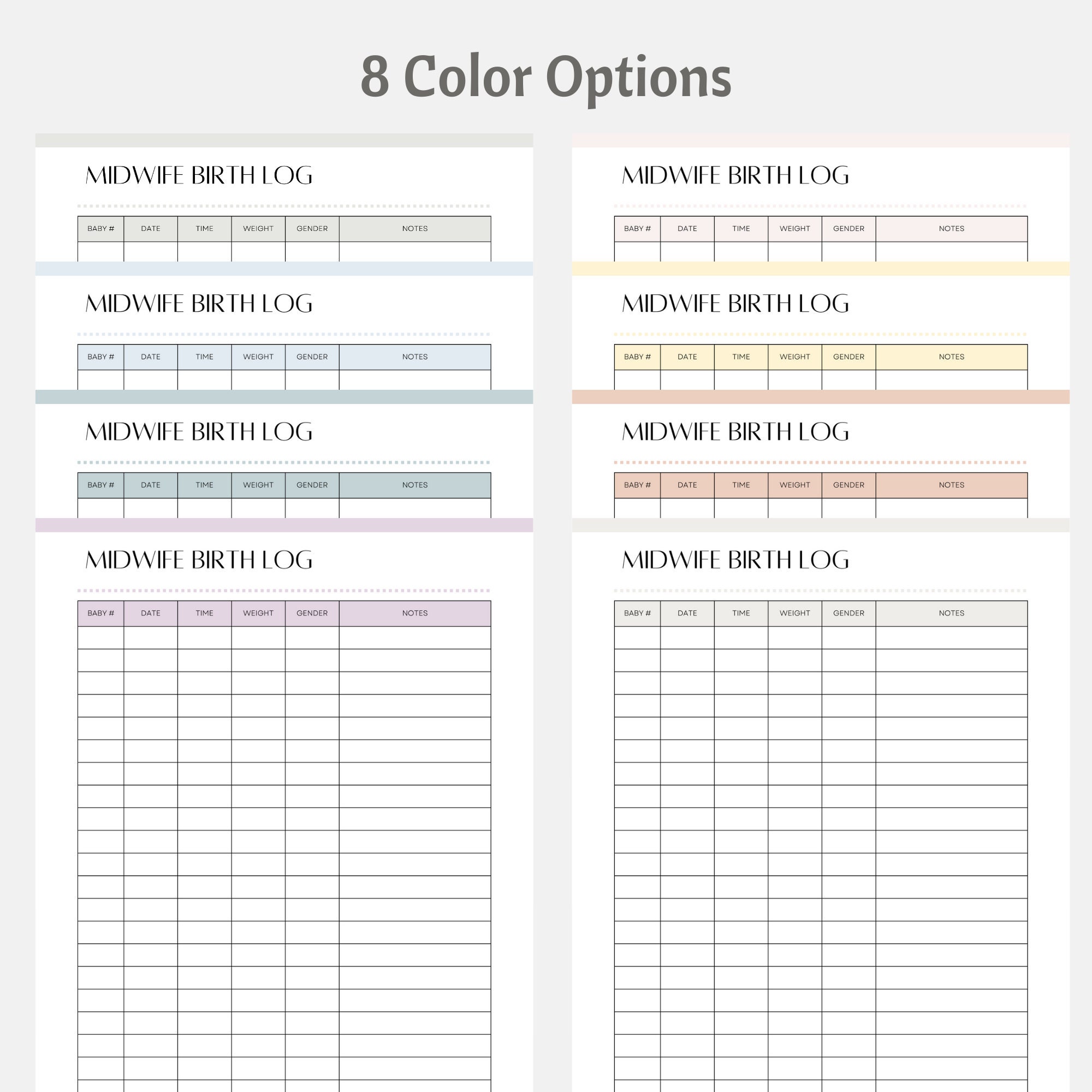 Printable Midwife Birth Log, Student Midwife Delivery Log, Midwife ...