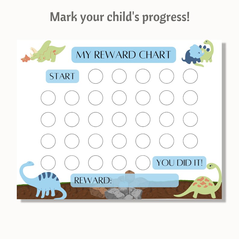 Dinosaur Reward Chart Printable Sticker Chart Dinosaur - Etsy