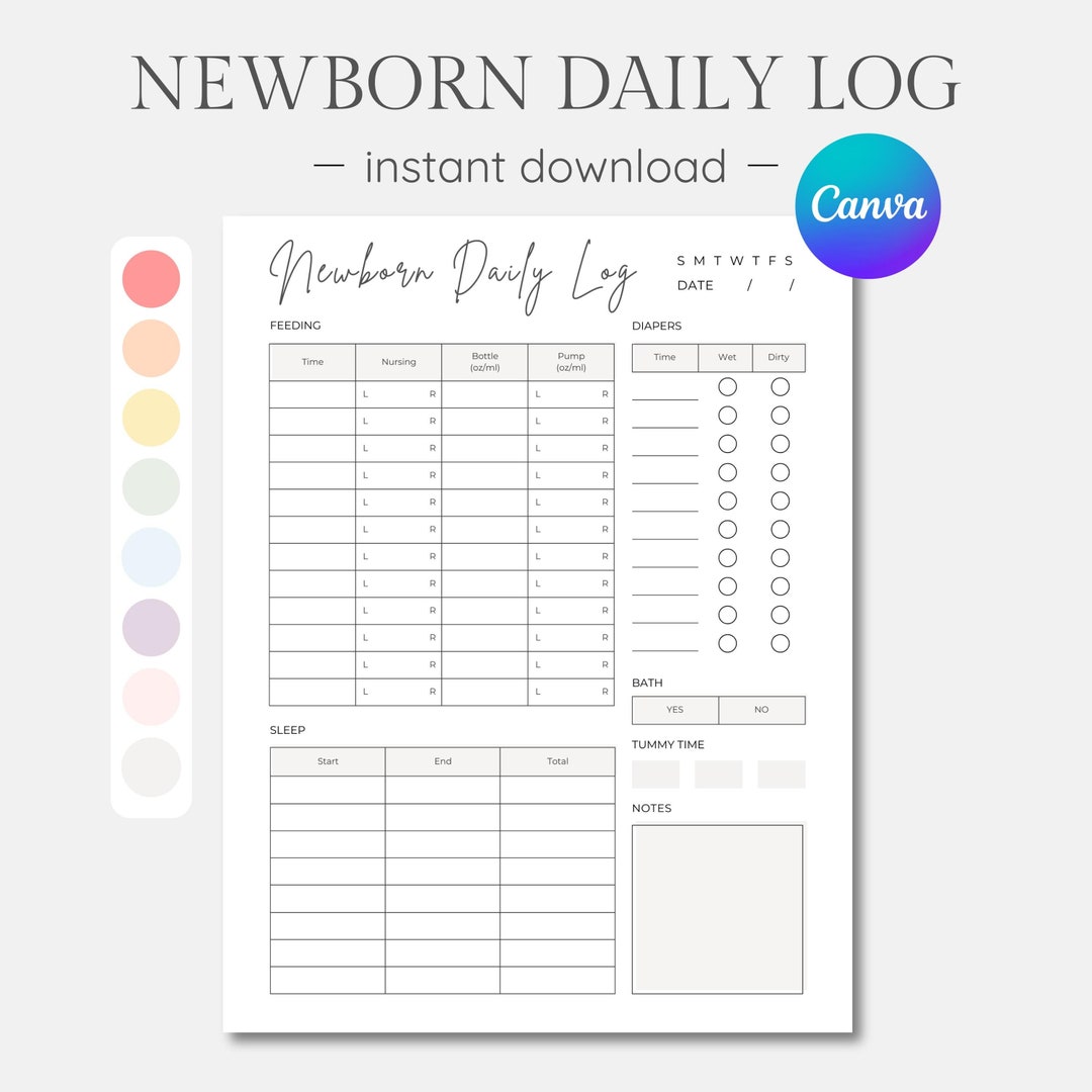 Editable Newborn Tracker, Baby Log, Baby Feeding Log, Baby Daily Log ...