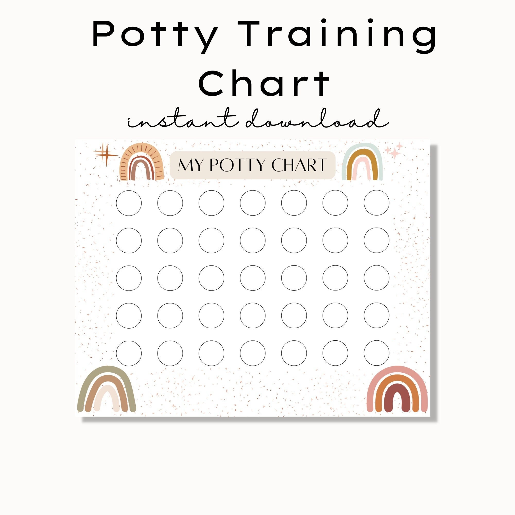 Boho Rainbow Potty Chart Potty Training Chart Sticker Potty - Etsy