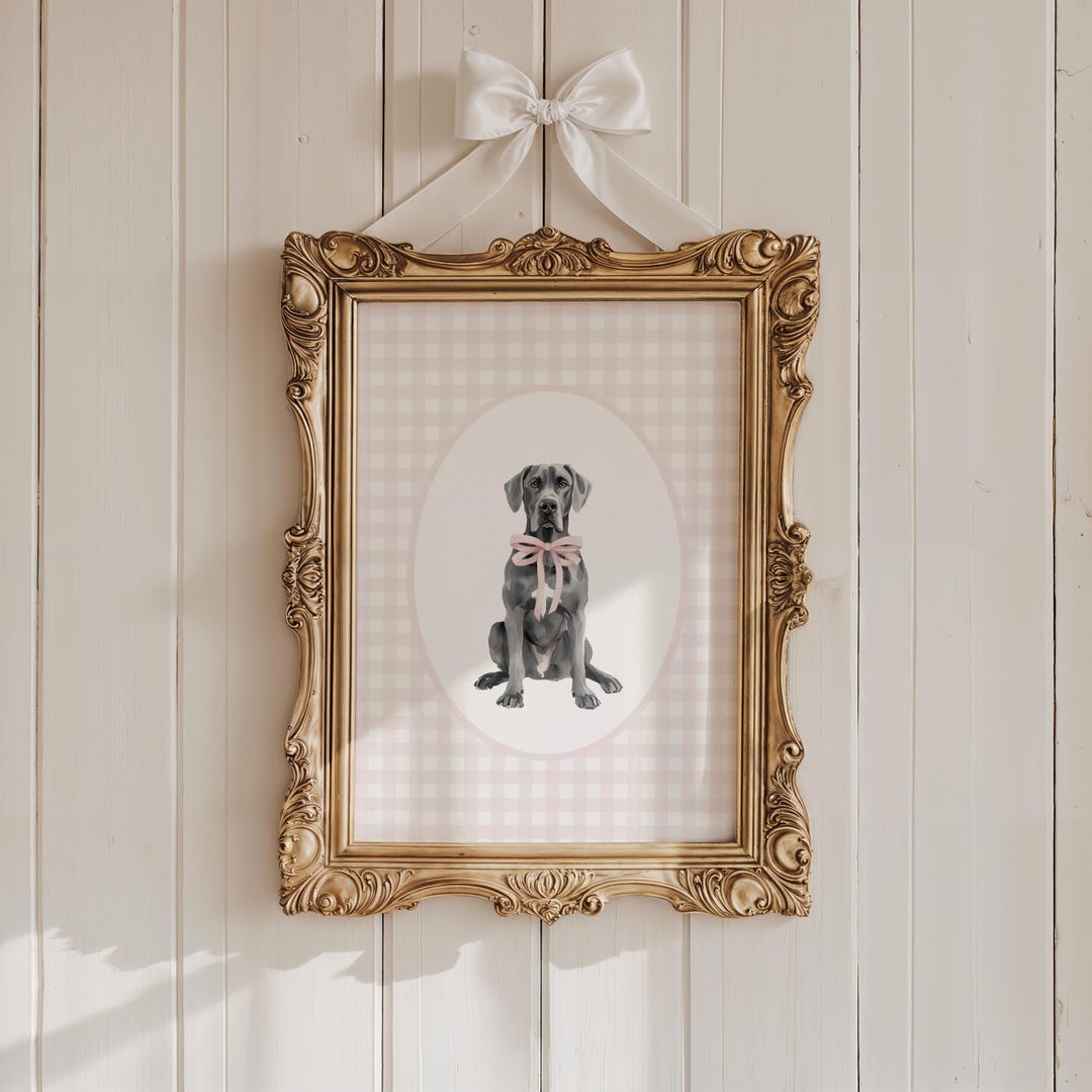 Gray Great Dane Nursery Decor, Watercolor Dog Nursery, Baby Girl ...