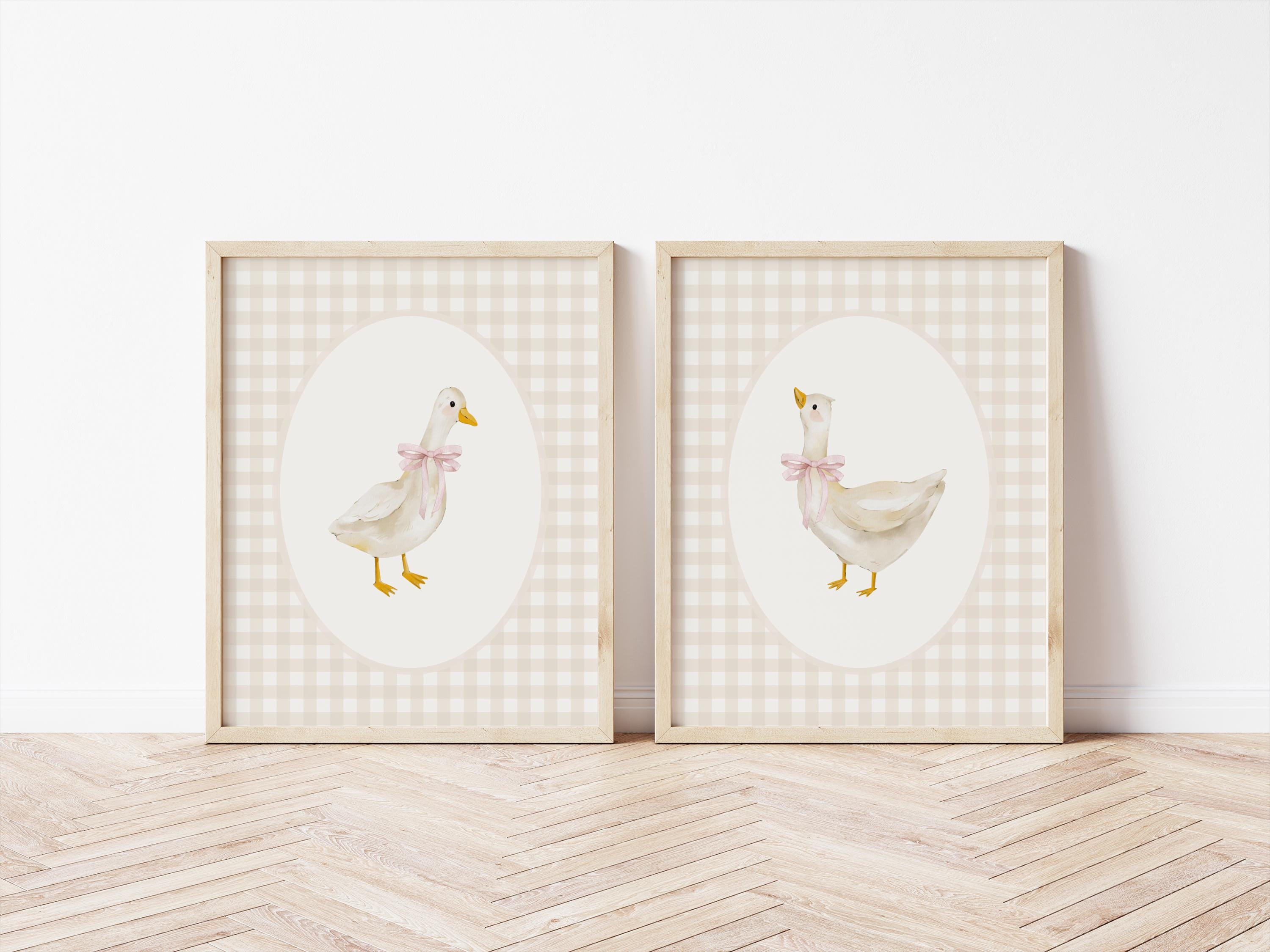 Goose Nursery Print Set, Vintage Goose Nursery Art, Baby Girl Nursery ...