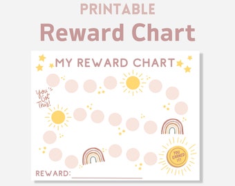 Boho Rainbow Reward Chart, Printable Sticker Chart, Toddler Reward ...