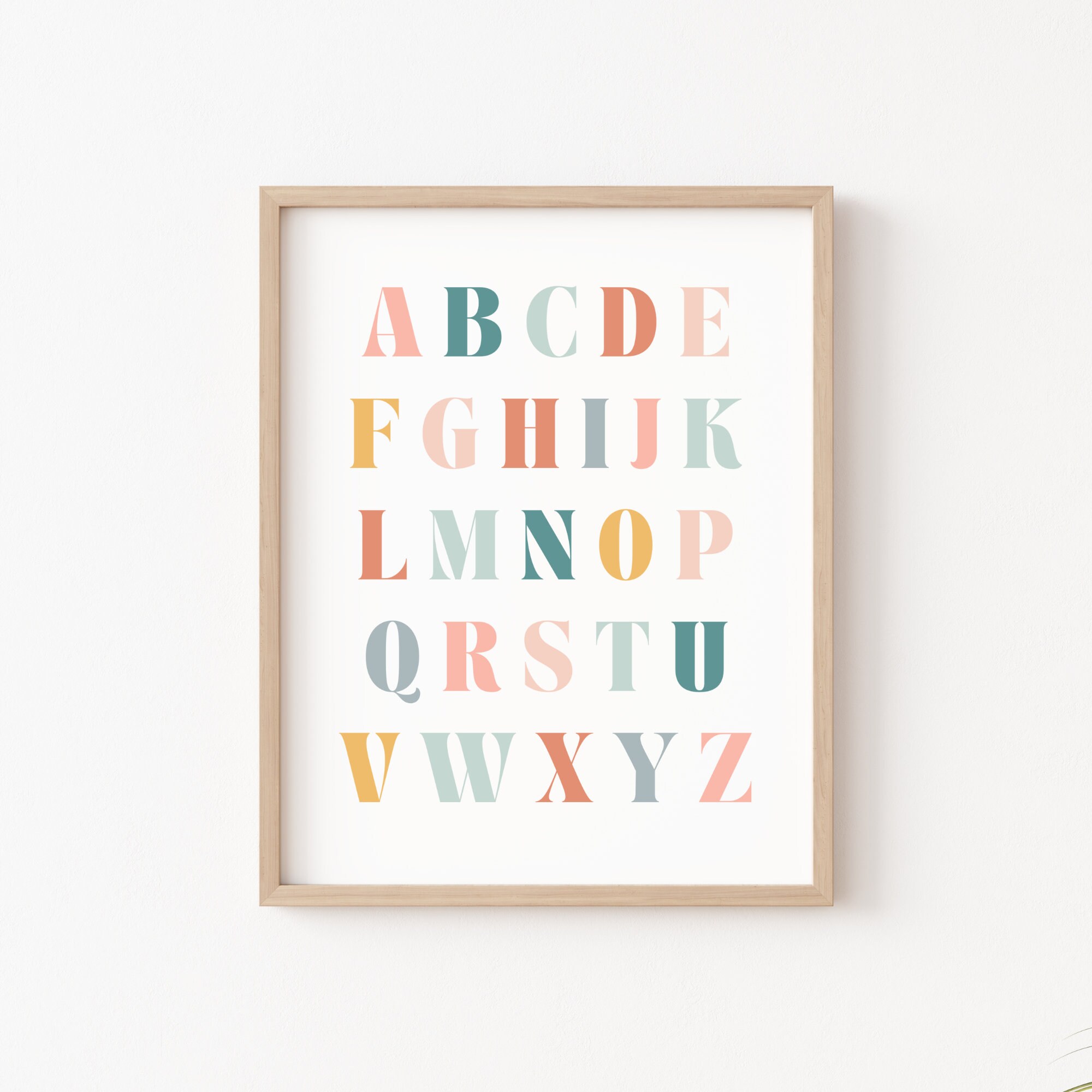 Set of 2 Colorful Alphabet Poster, Multicolor Alphabet Numbers Print ...
