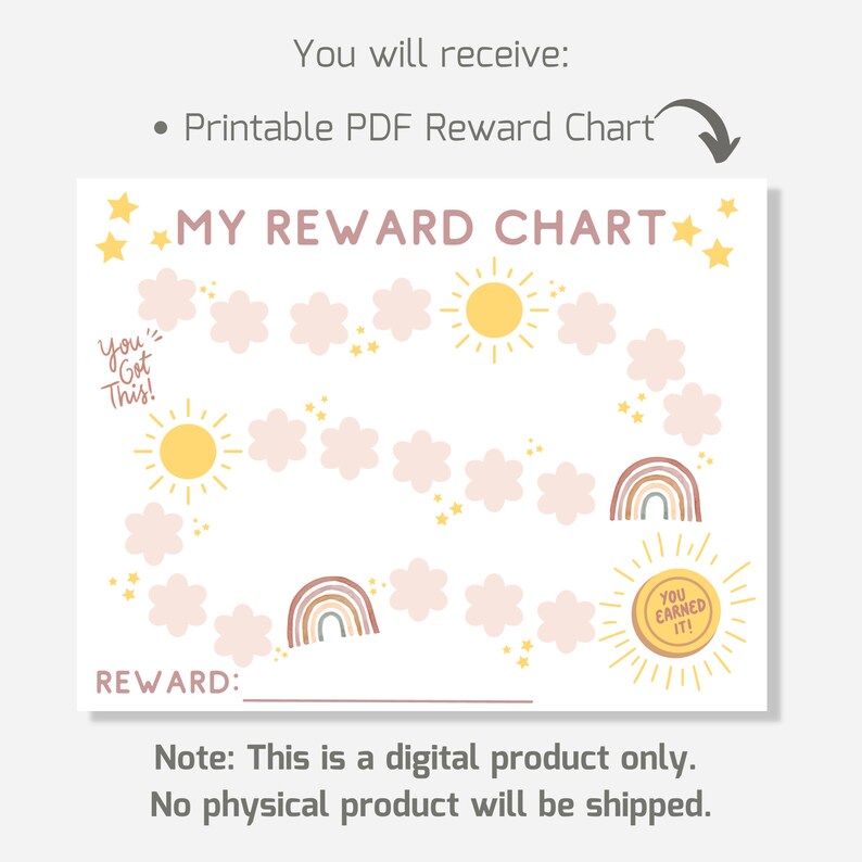 Boho Rainbow Reward Chart Printable Sticker Chart Toddler - Etsy