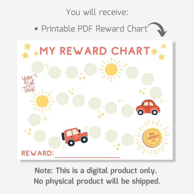 Cars Reward Chart Printable Sticker Chart Toddler Reward - Etsy