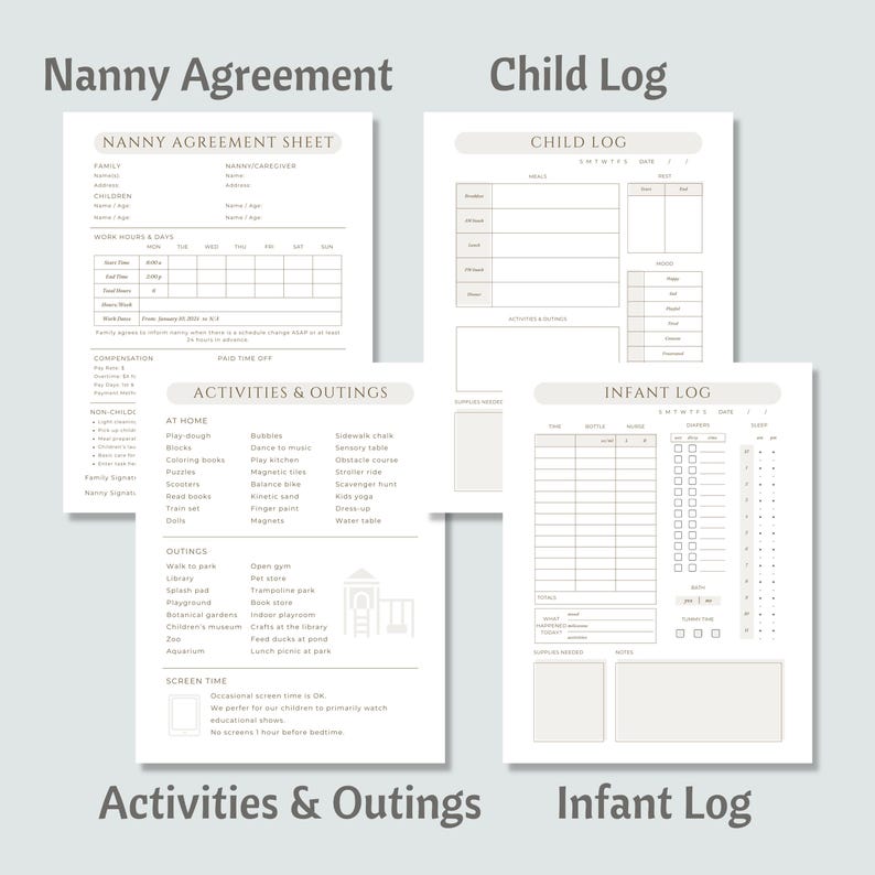 Editable Nanny Binder, Printable Nanny Planner Template, Nanny Guide ...