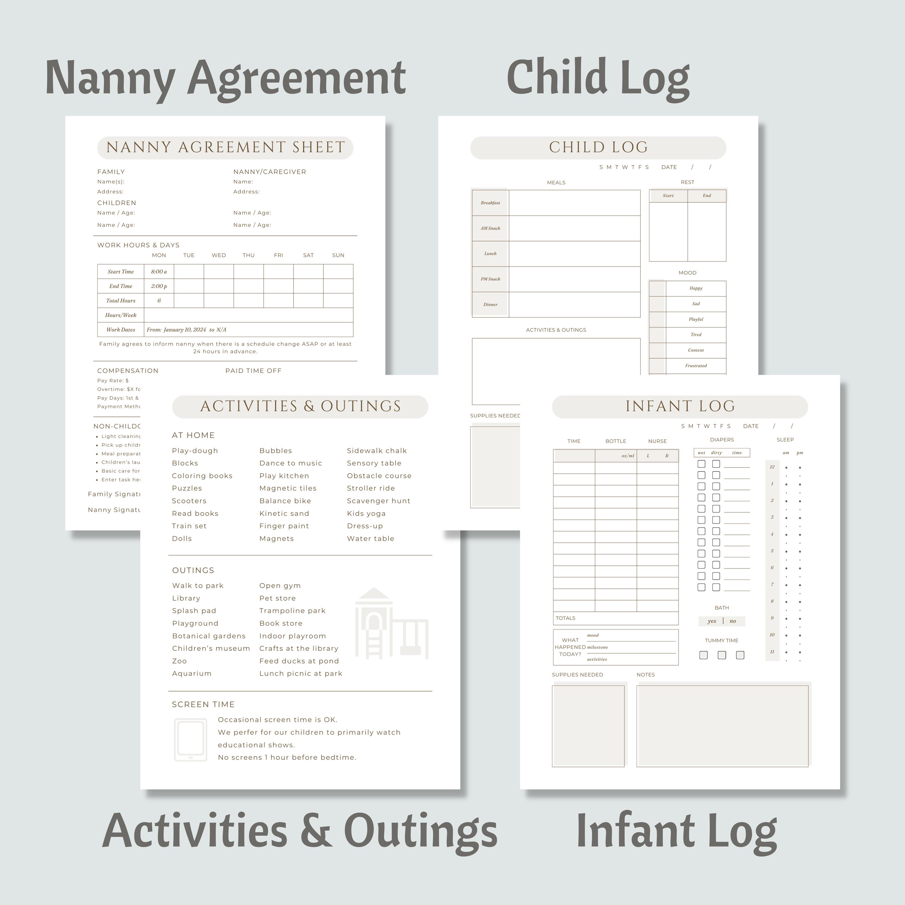 Editable Nanny Binder, Printable Nanny Planner Template, Nanny Guide ...