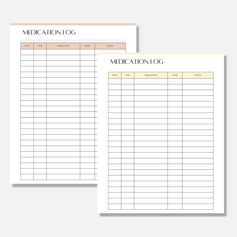 Printable Medication Log, Medicine Tracker List, Daily Medication Given ...