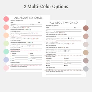 Editable All About My Child Template, Printable Daycare All About Me ...