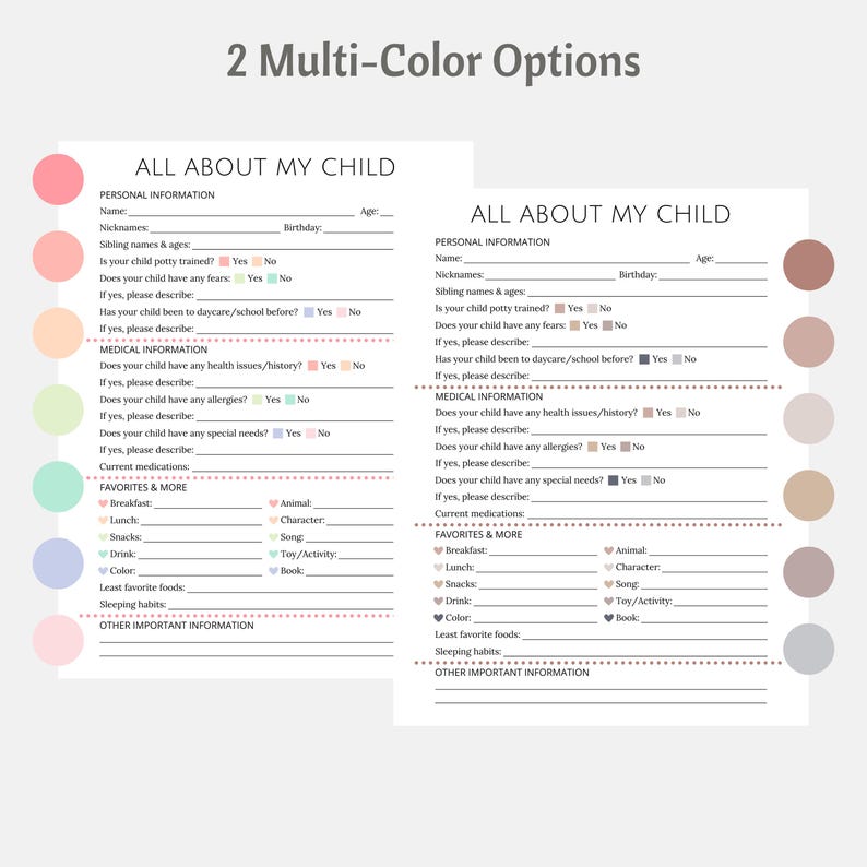 Editable All About My Child Template, Printable Daycare All About Me ...