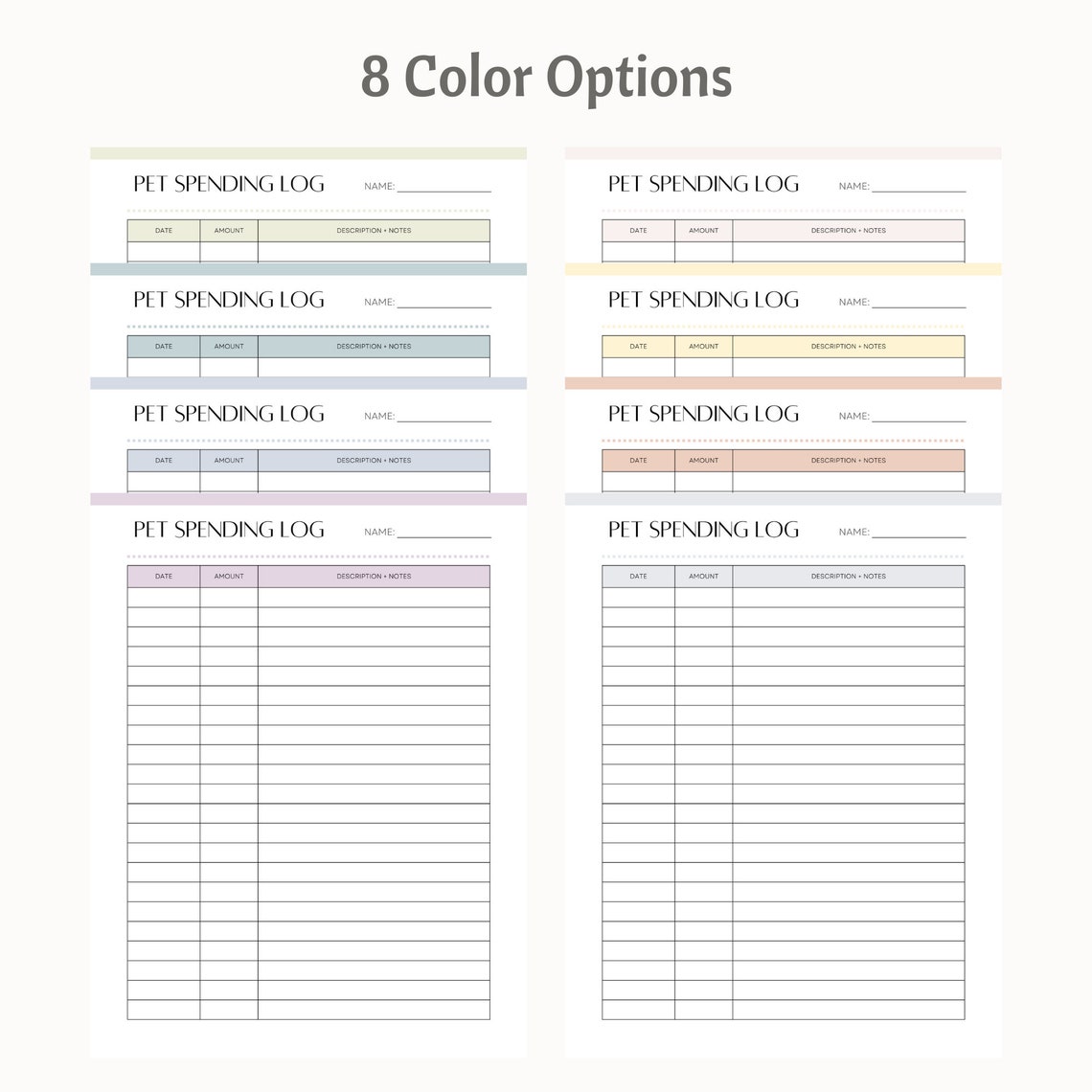 Printable Pet Spending Log, Dog Finance, Cat Finance, Puppy Cost ...