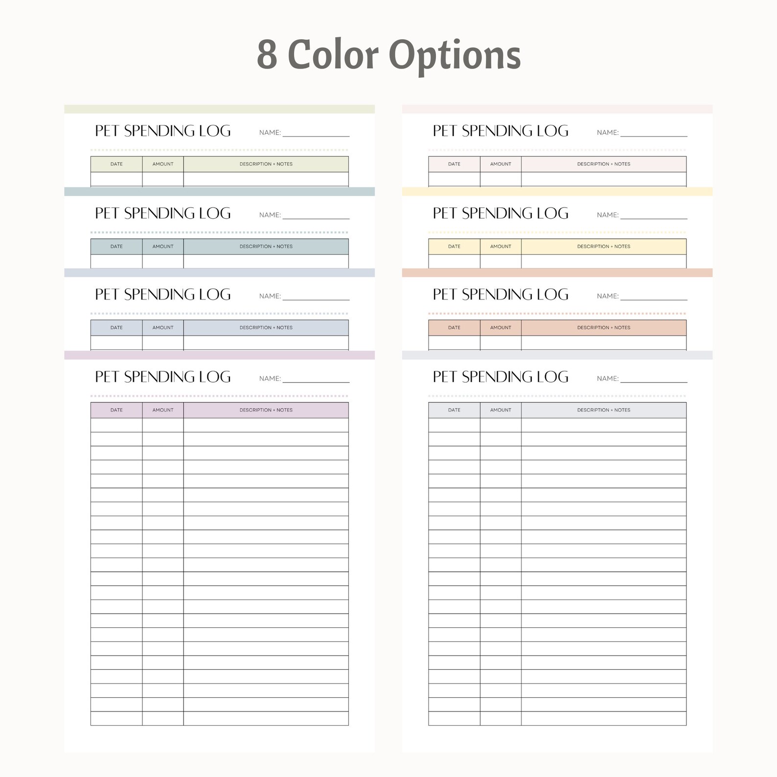 Printable Pet Spending Log, Dog Finance, Cat Finance, Puppy Cost ...