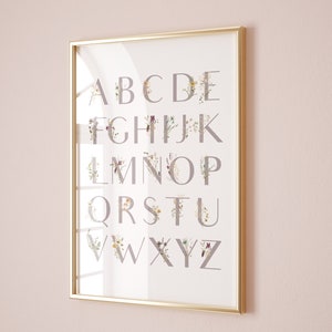 Set of 2 Wildflowers Alphabet Numbers Poster, Floral Alphabet Print ...