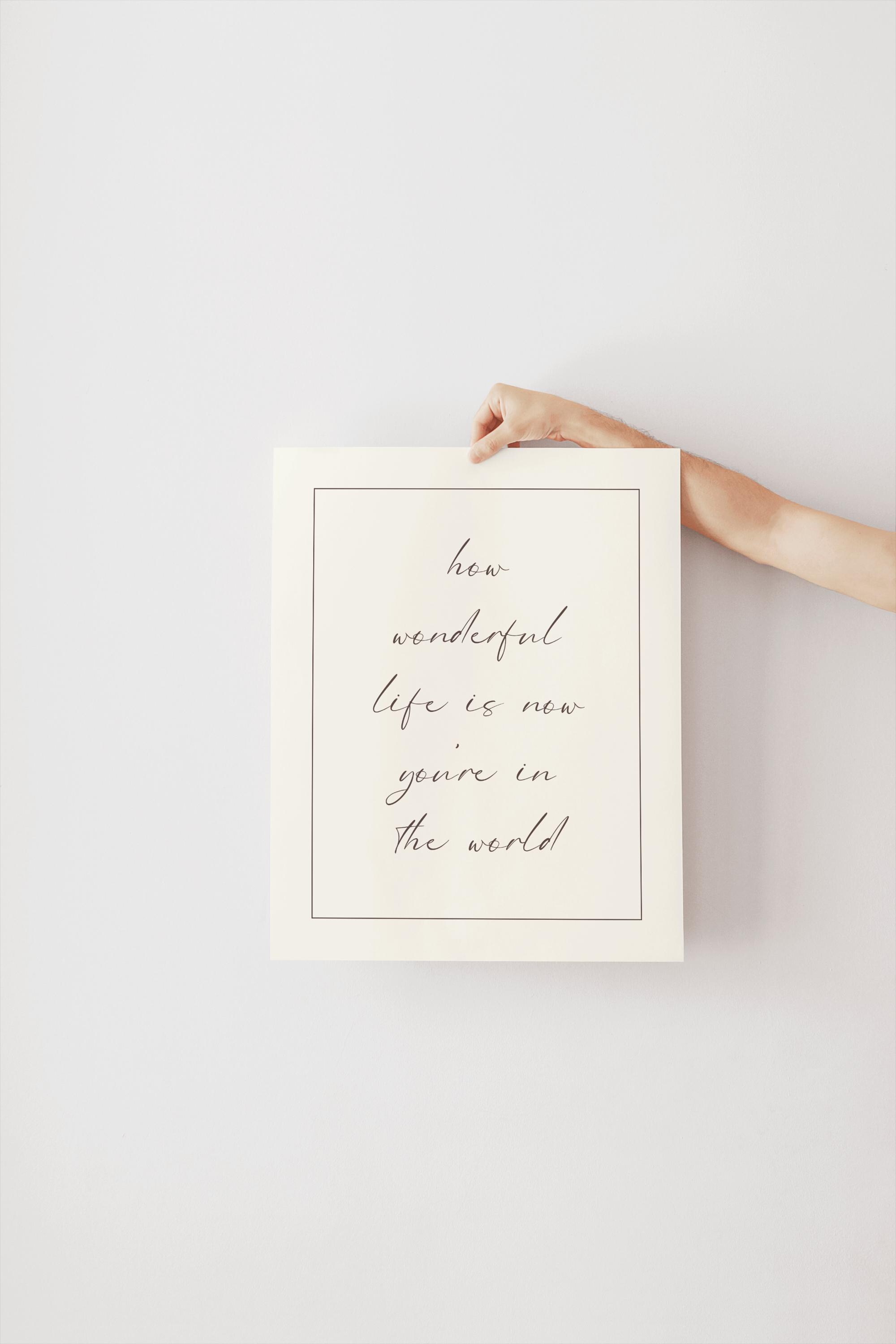 How Wonderful Life is Now You're in the World Print, Baby Boy Nursery ...