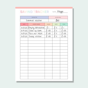 Printable Kids Savings Tracker, Kids Money Saving Goals, Financial ...