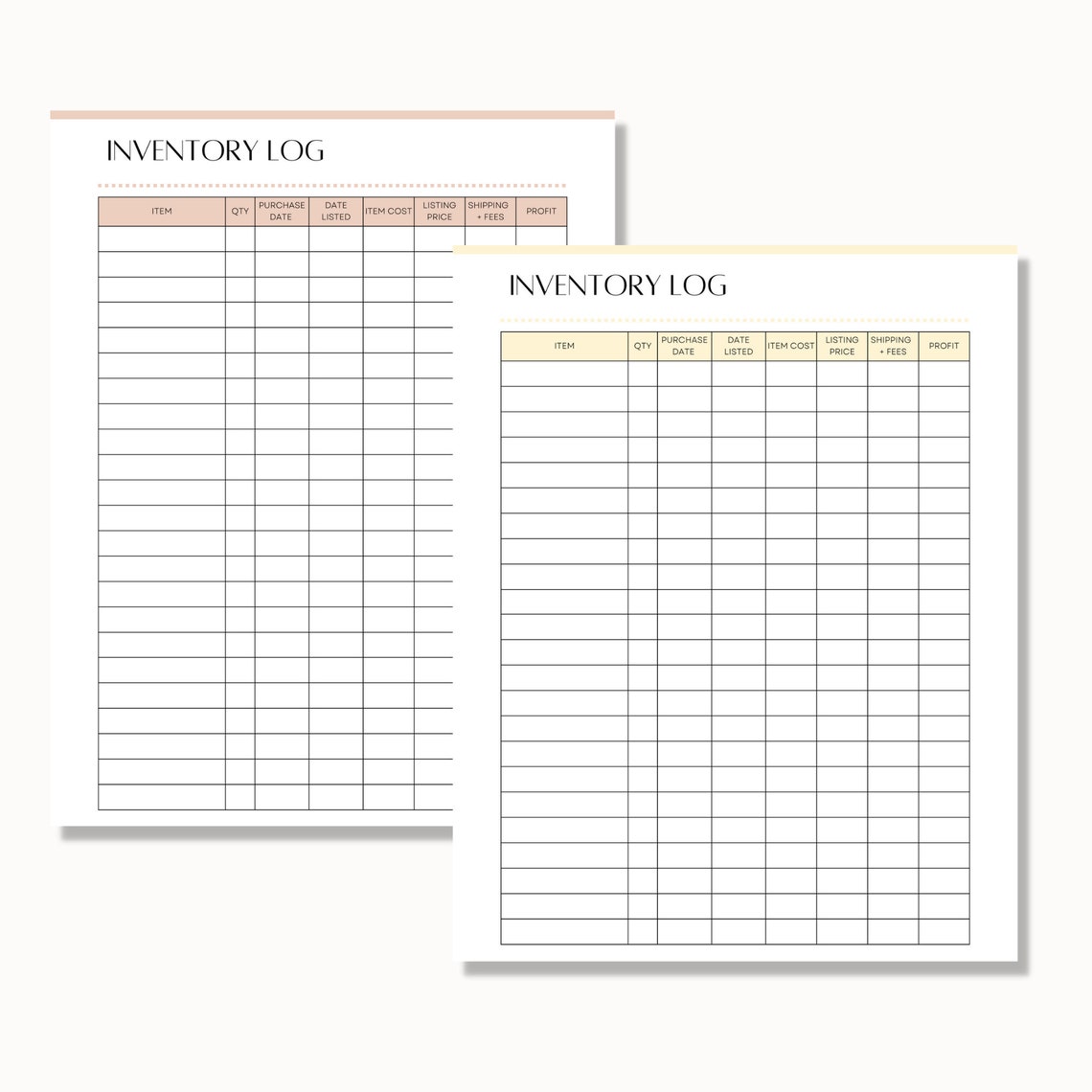 Printable Reseller Inventory Log, Inventory Spreadsheet, Inventory ...