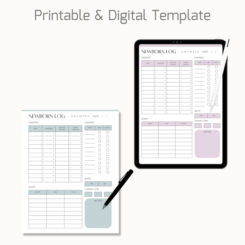 Newborn Daily Care Log, Baby Care Log, Baby Feeding Tracker ...