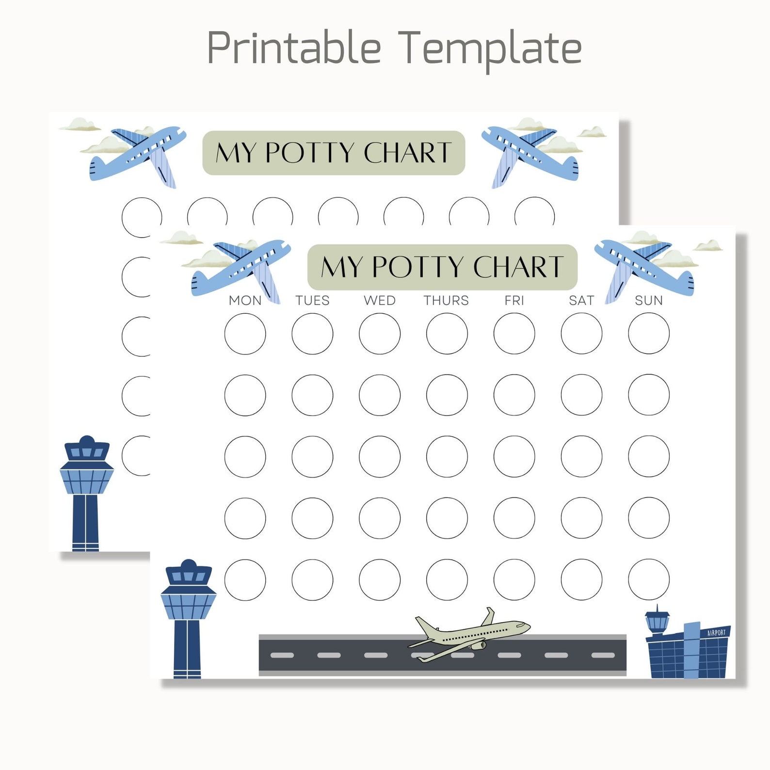 Airplane Potty Chart Potty Training Chart Sticker Potty - Etsy