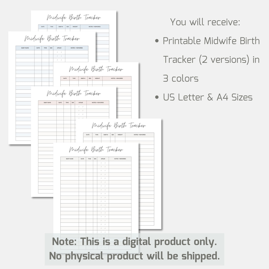 Printable Midwife Birth Tracker, Student Midwife Delivery Log, Midwife ...