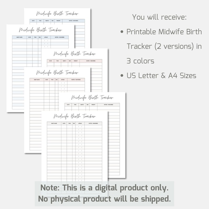 Printable Midwife Birth Tracker, Student Midwife Delivery Log, Midwife ...