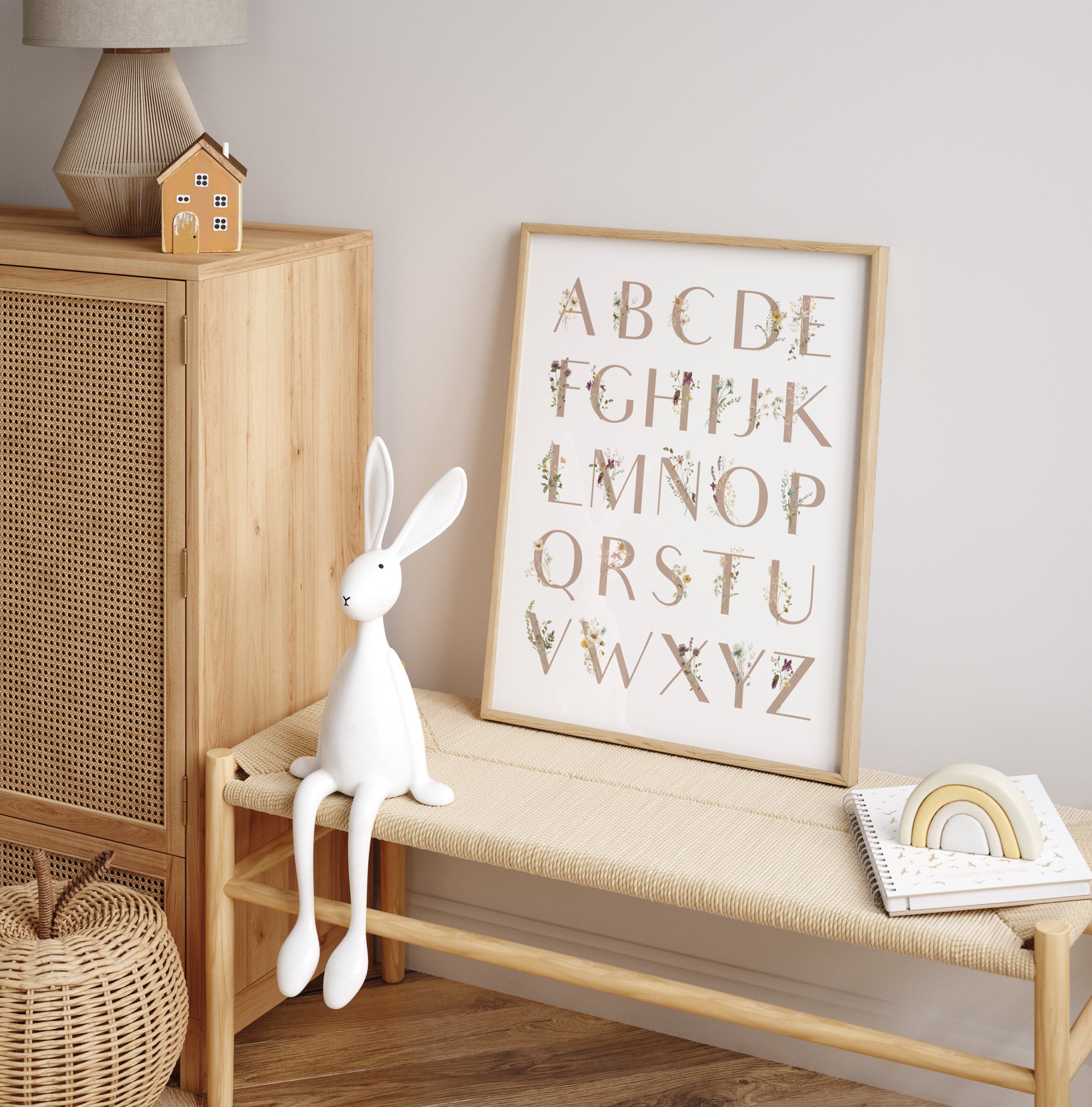 Set of 2 Wildflowers Alphabet Numbers Poster, Floral Alphabet Print ...