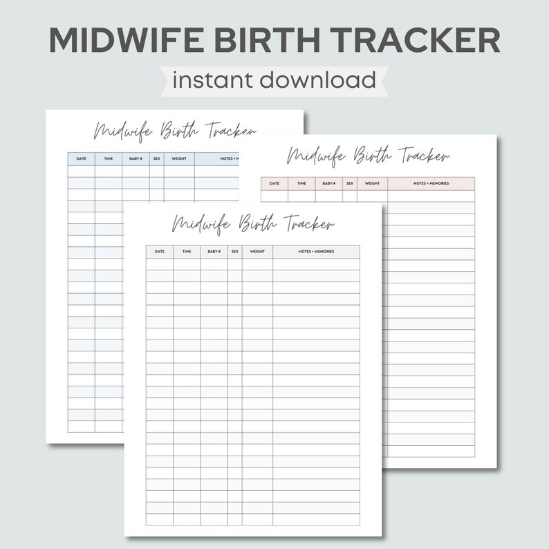 Printable Midwife Birth Tracker, Student Midwife Delivery Log, Midwife ...
