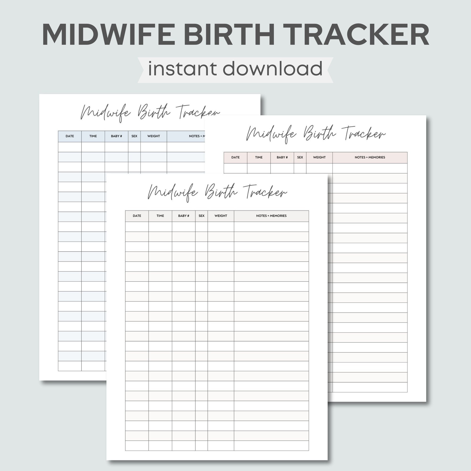 Printable Midwife Birth Tracker, Student Midwife Delivery Log, Midwife ...