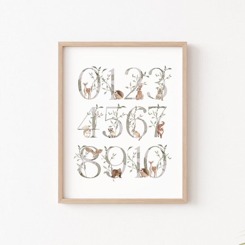 Set of 2 Woodland Creatures Alphabet Numbers Poster, Woodland Alphabet ...