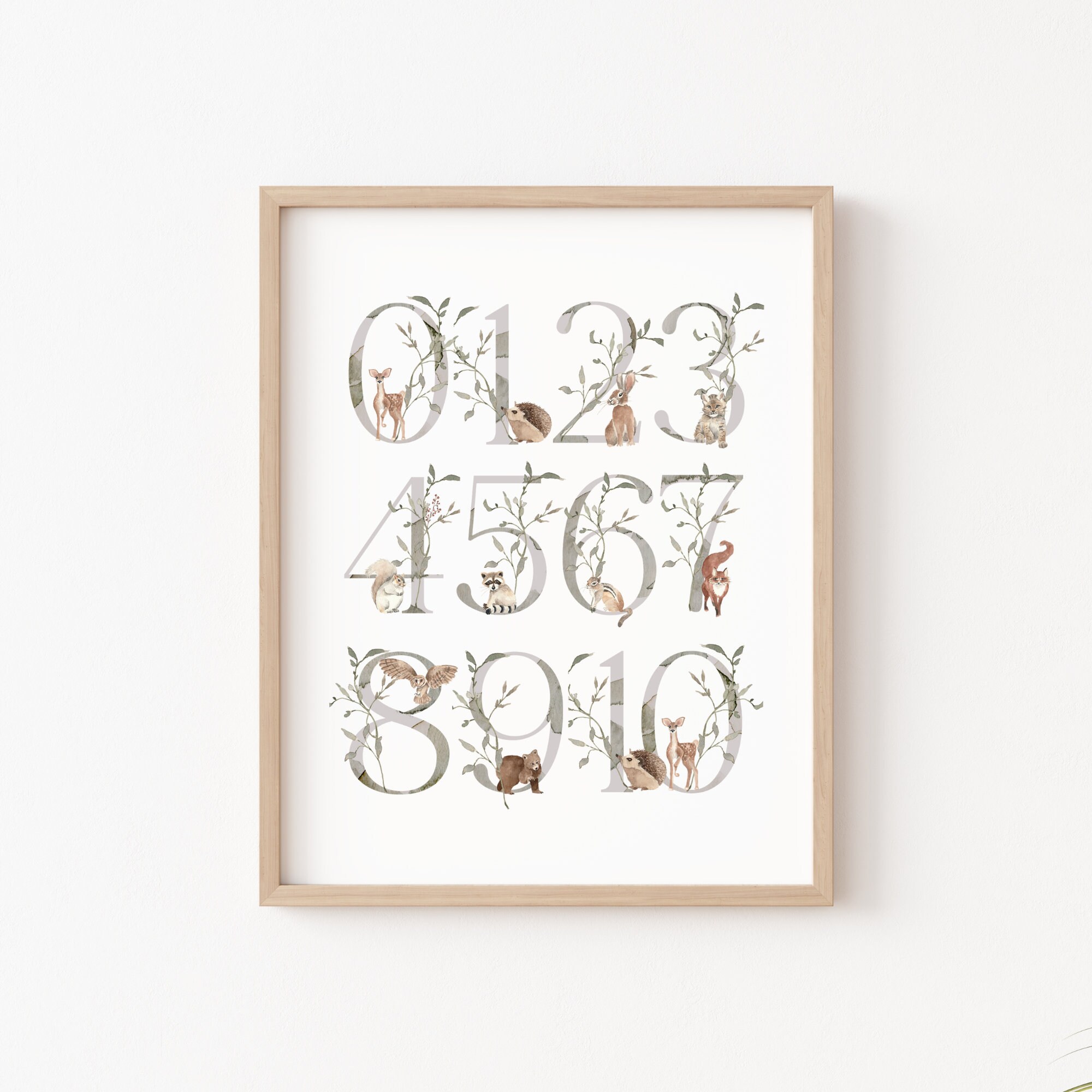 Set of 2 Woodland Creatures Alphabet Numbers Poster, Woodland Alphabet ...