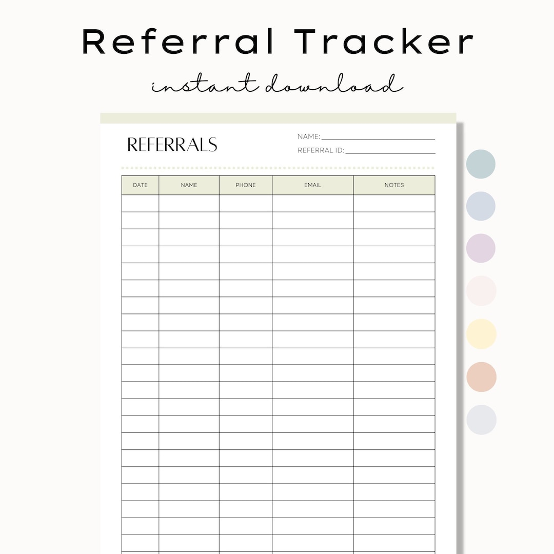 Printable Referral Tracker, Referral Contacts, Medical Referral Sheet ...