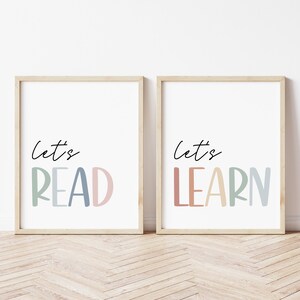 Let's Play Let's Read Let's Learn Playroom Wall Art, Library Reading ...