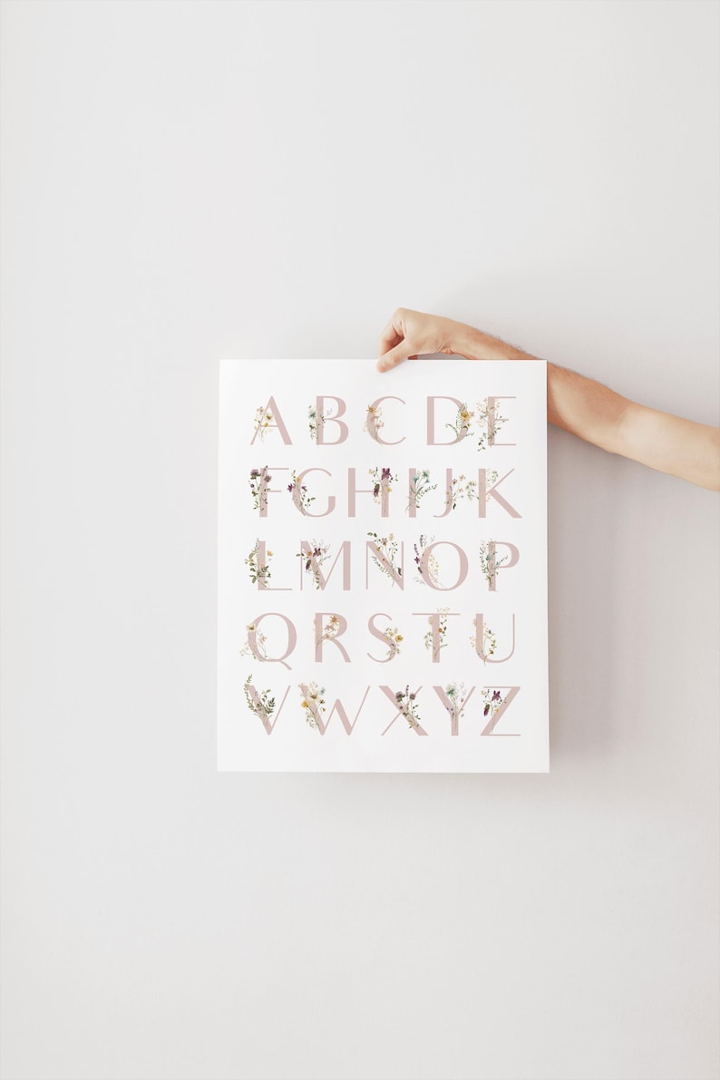 Floral Alphabet Poster, Wildflower Alphabet Poster, Printable Floral ...