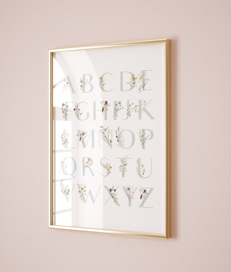 Wildflower Alphabet Poster, Floral Alphabet Print, Printable ...
