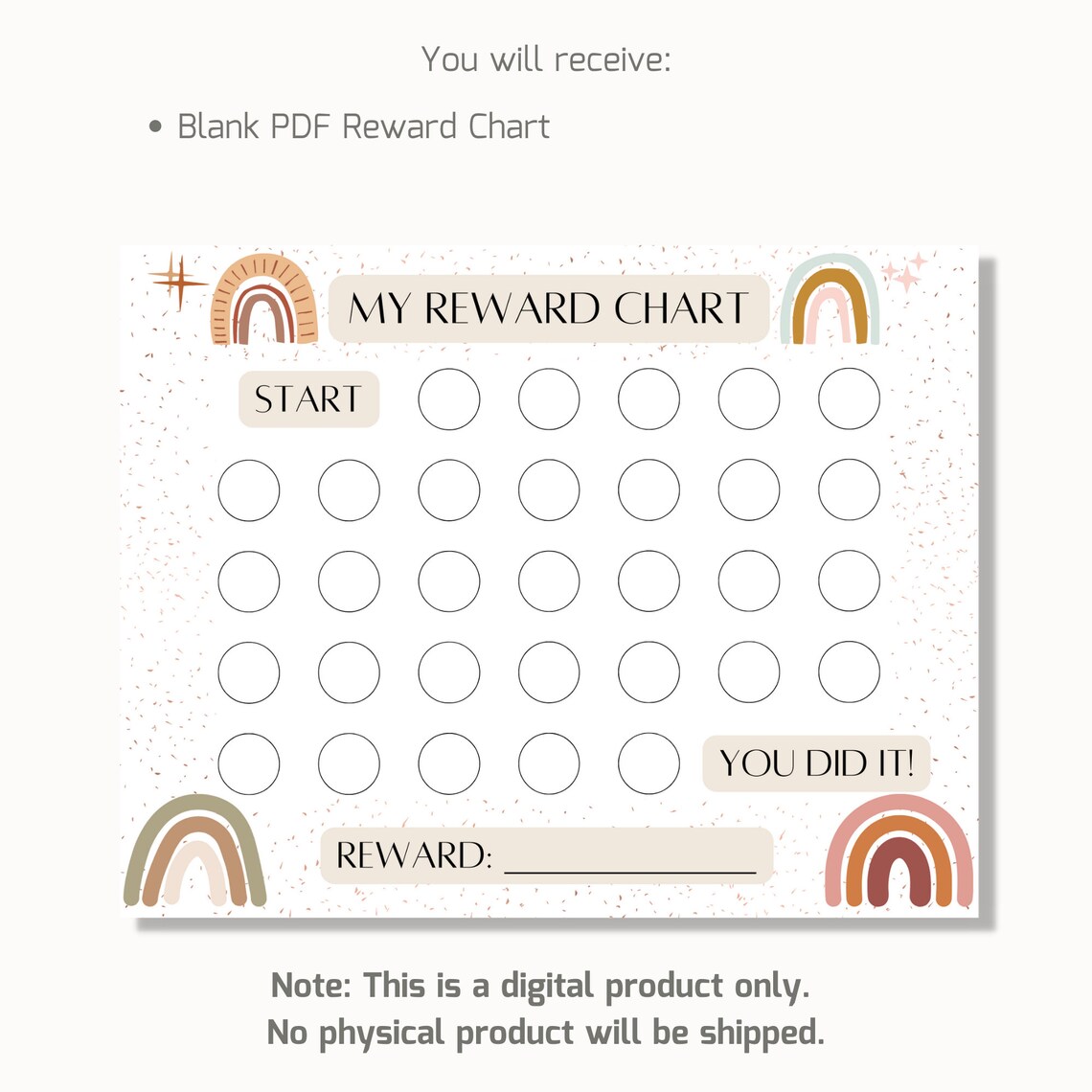 Printable Reward Chart, Kids Sticker Chart, Boho Kids Sticker Reward ...