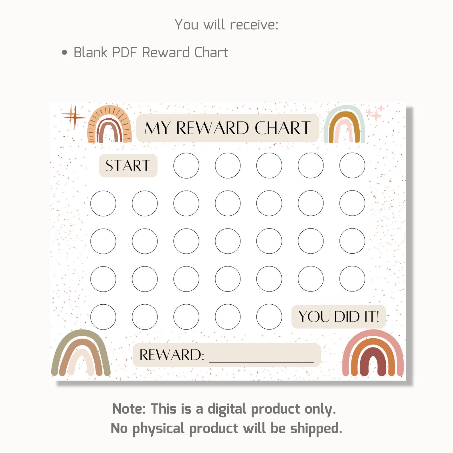 Printable Reward Chart, Kids Sticker Chart, Boho Kids Sticker Reward ...