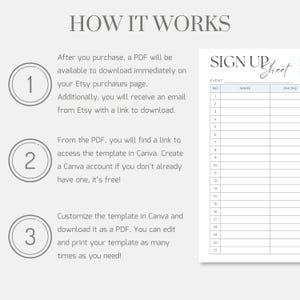 Editable Sign up Sheet Template, Contact Information Sheet, Event Sign ...