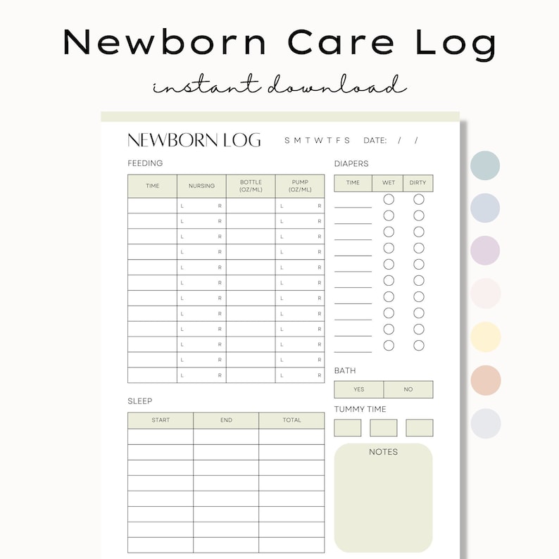 Newborn Daily Care Log, Baby Care Log, Baby Feeding Tracker ...