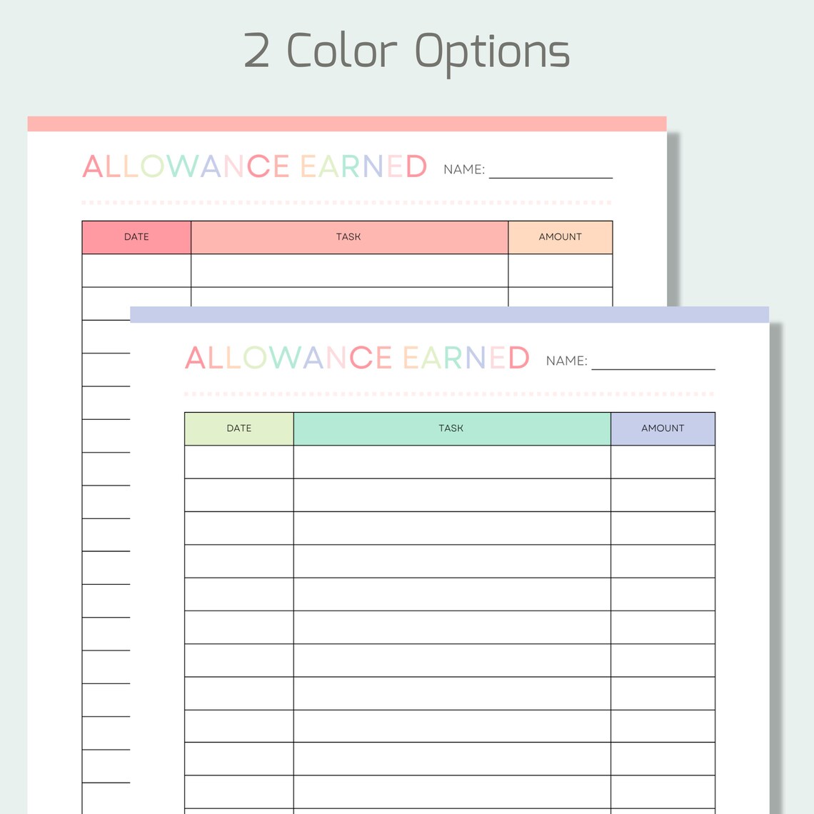 Printable Kids Allowance Chart, Allowance Tracker, Kids Savings Tracker ...