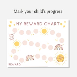 Boho Rainbow Reward Chart, Printable Sticker Chart, Toddler Reward ...