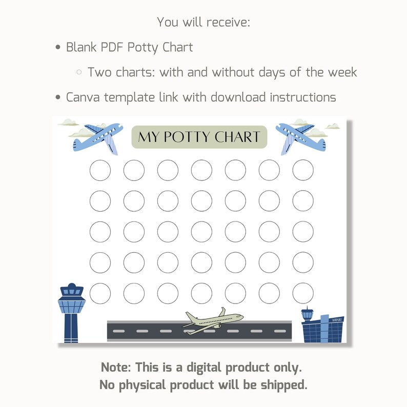Airplane Potty Chart Potty Training Chart Sticker Potty - Etsy