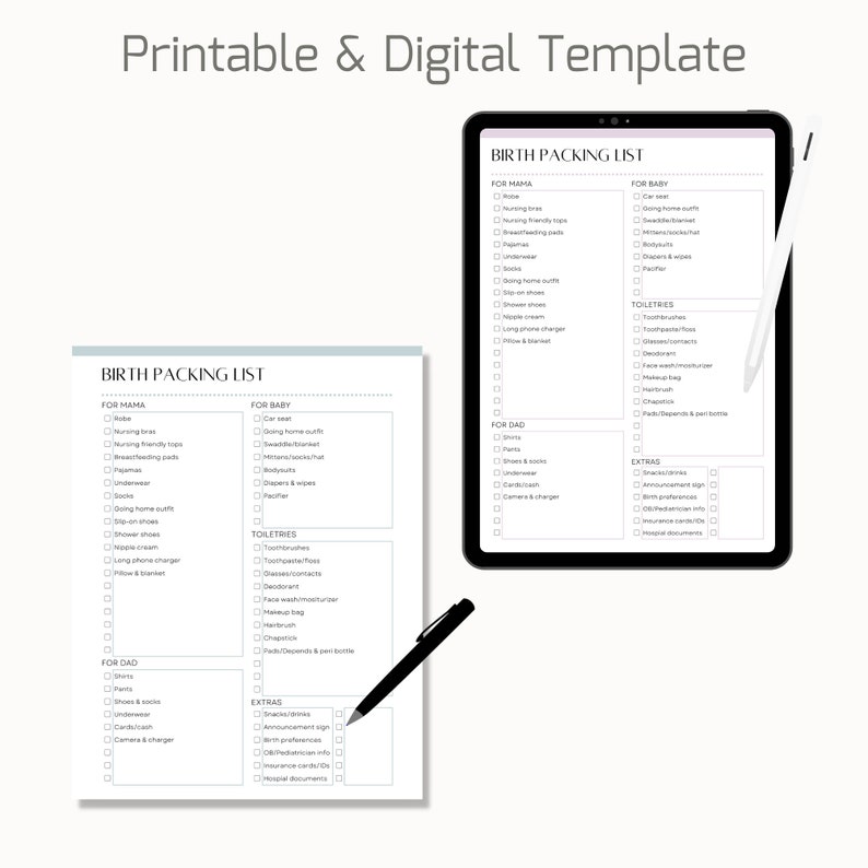 Hospital Bag Packing List, Birth Packing List, Labor and Delivery ...